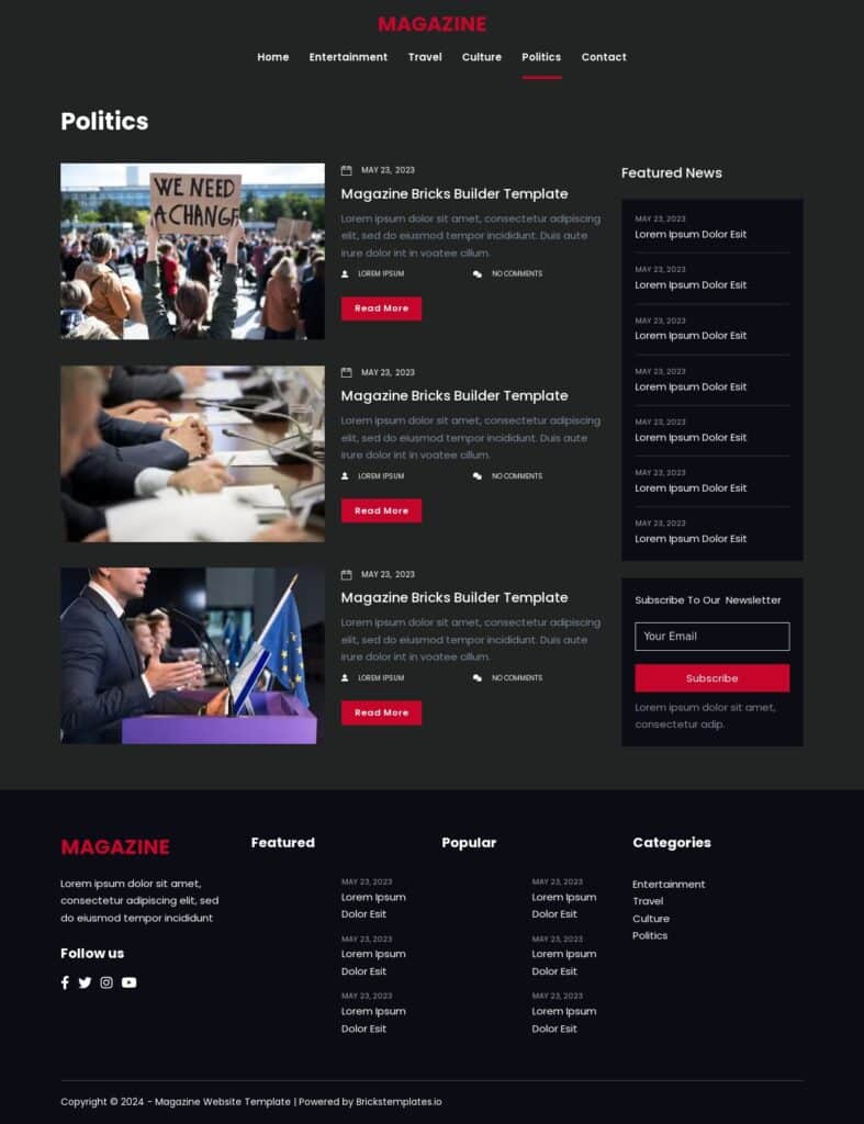 Politics – Magazine Website Template